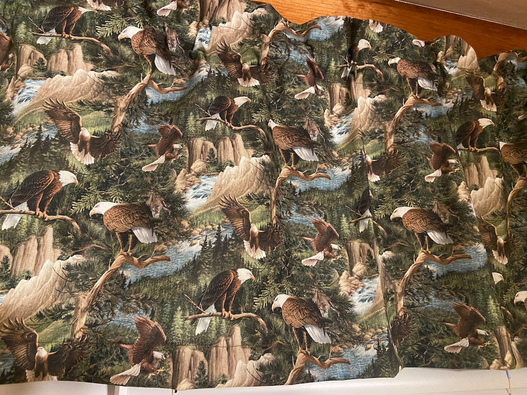 Bald Eagle Bird Camp Bedroom Kitchen Window Topper Treatment Valance ...