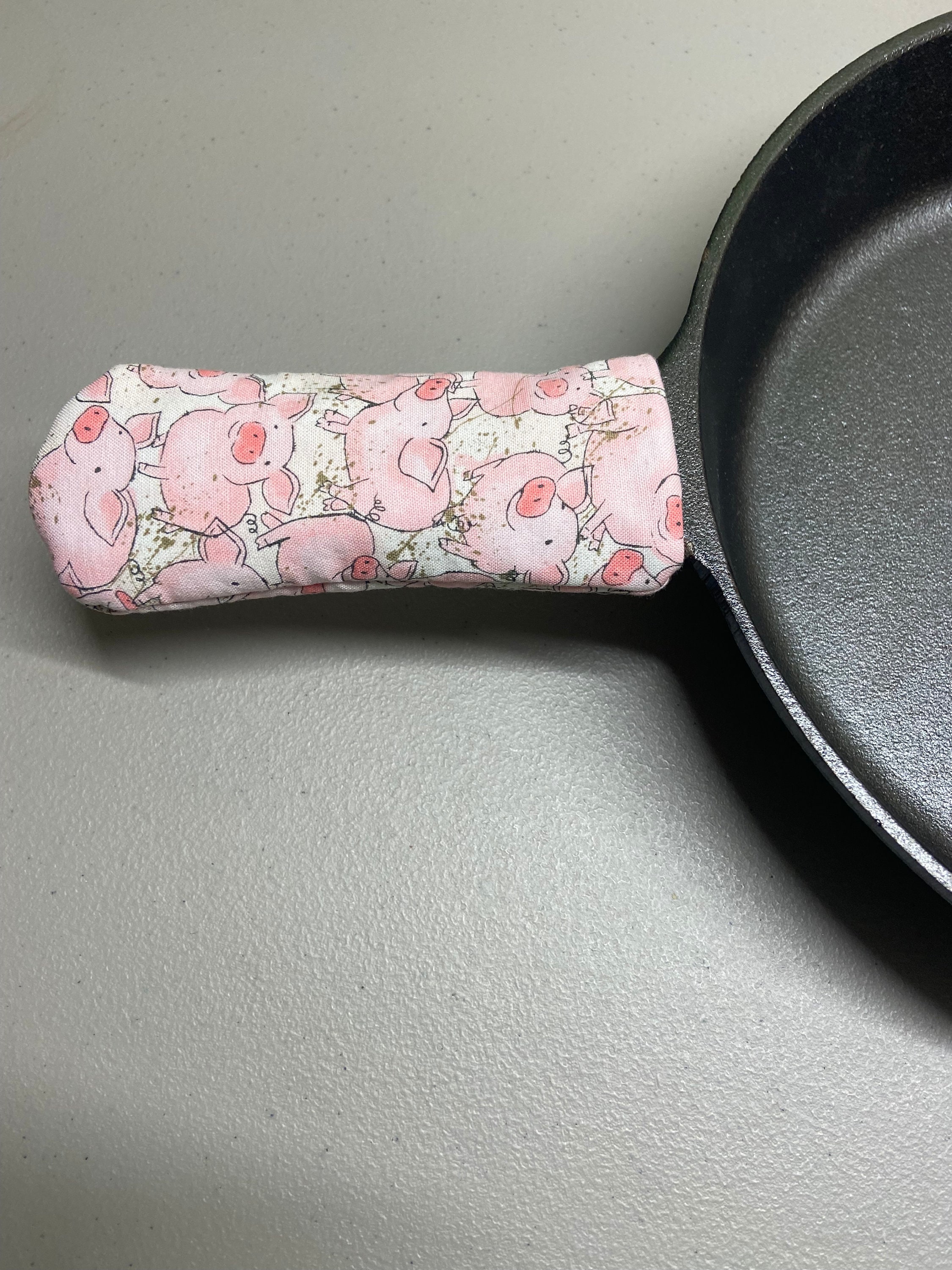 Cast Iron Skillet Pot Pan Handle Cover Pink Pig Farmhouse Farm Animal ...