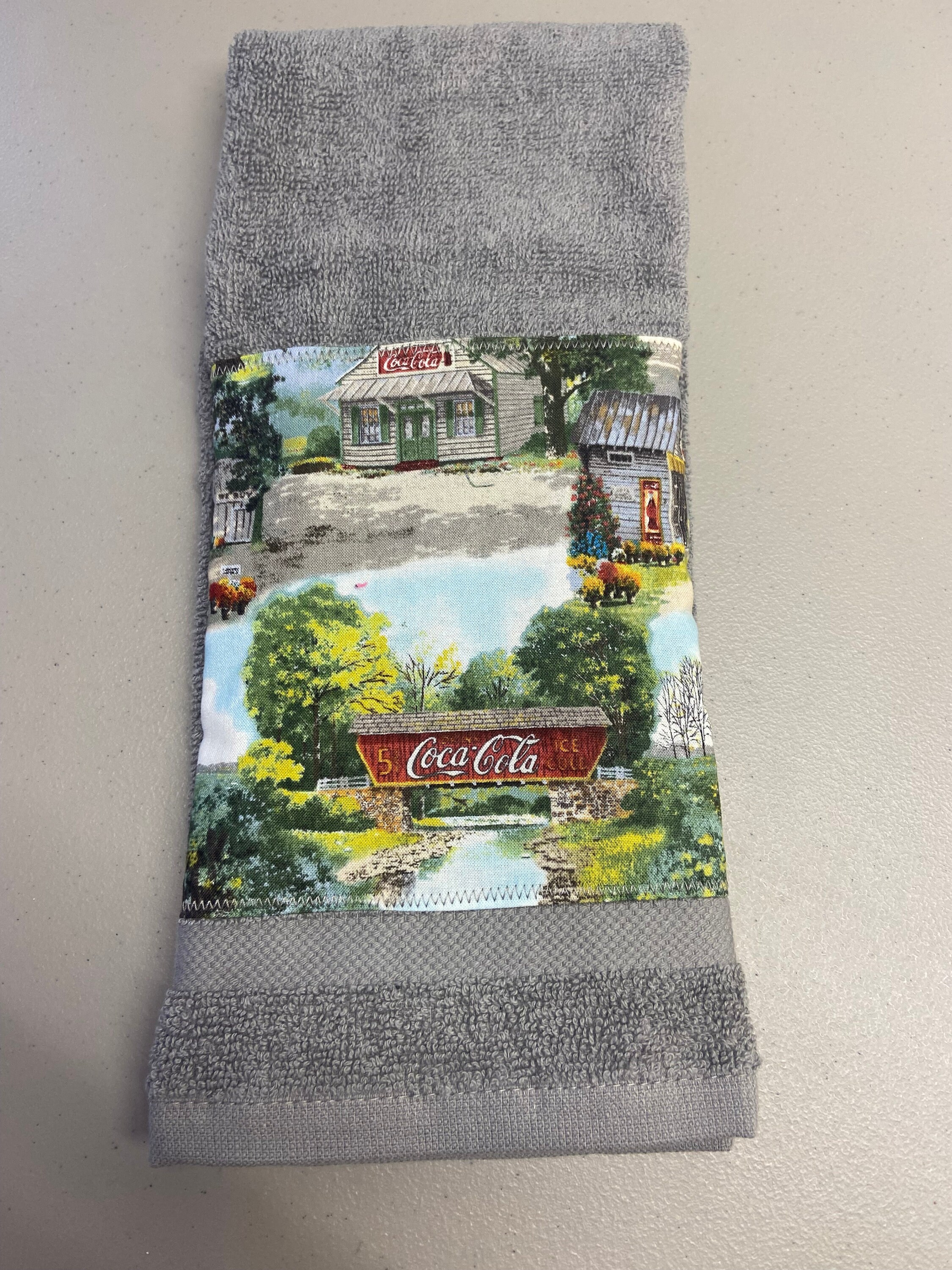 1 Coke Coca Cola Gray Kitchen Bathroom Dish Hand Towel Gift - Etsy
