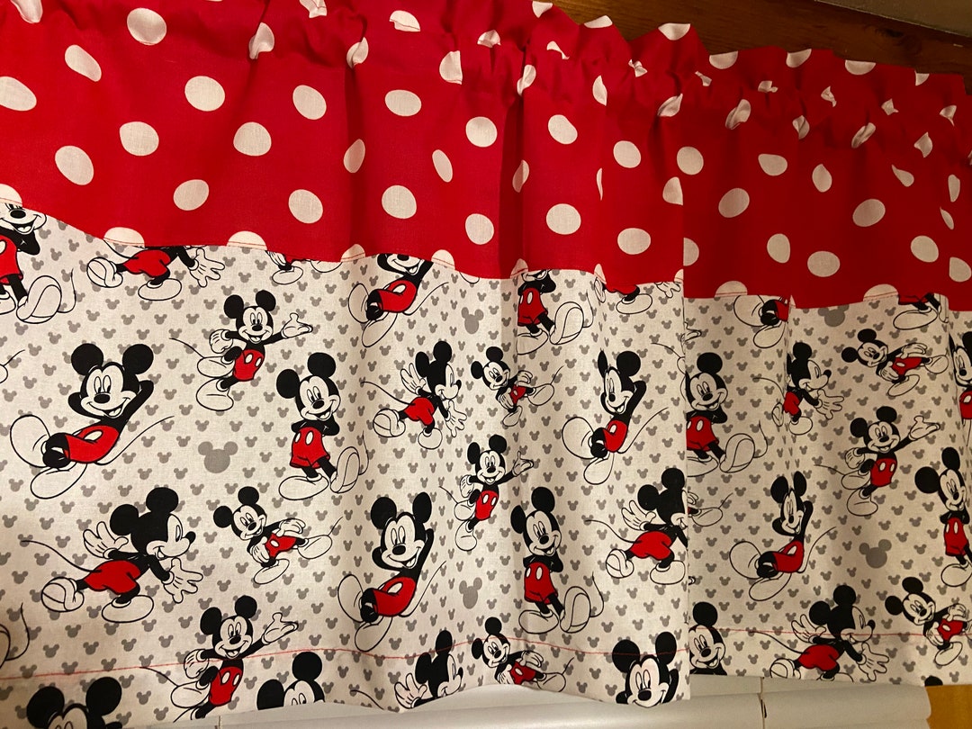 Mickey Mouse Red Polka Dot Kitchen Bedroom Window Topper Treatment ...