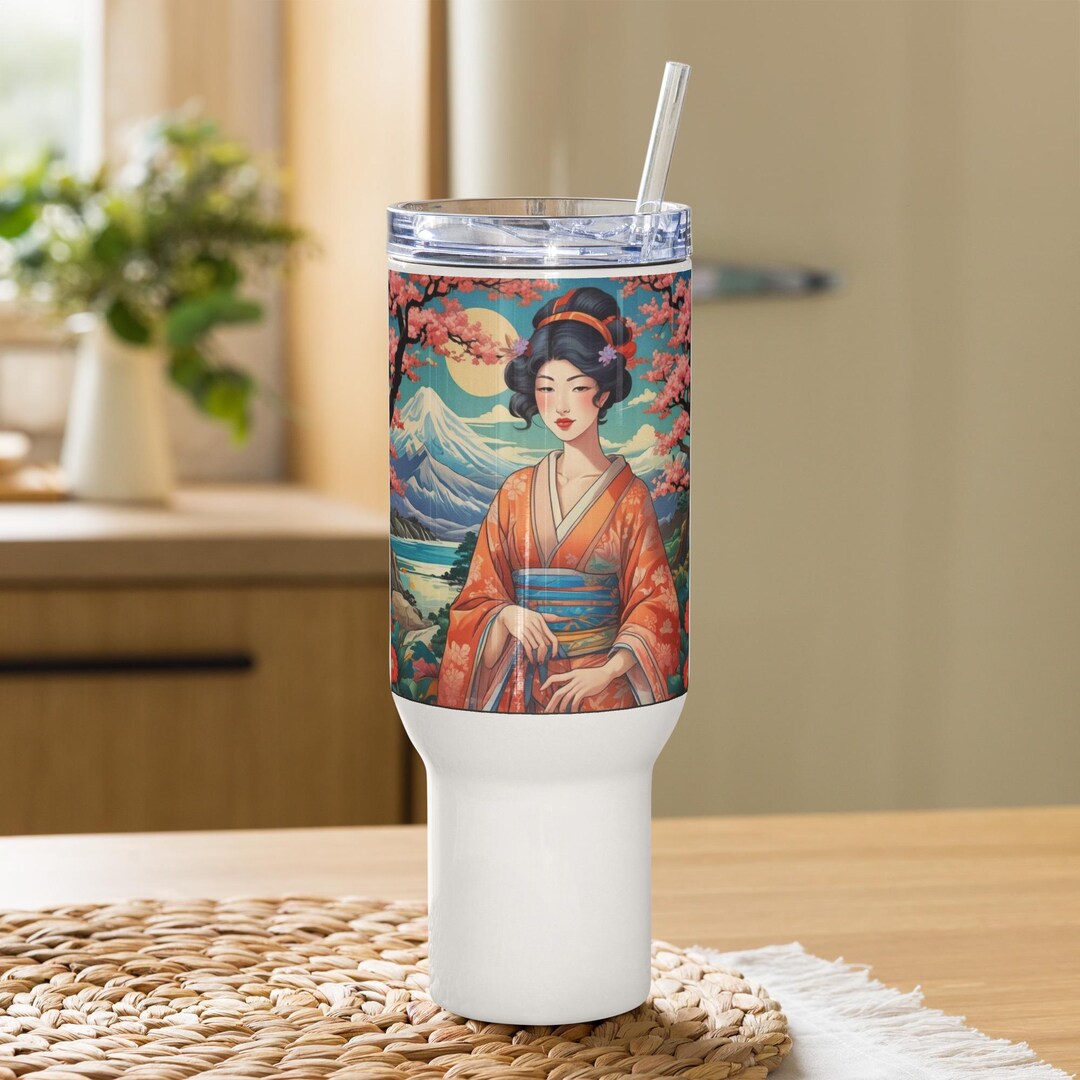 Japanese Geisha Travel Mug With a Handle - Etsy