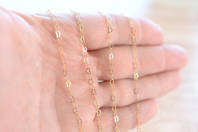 14k Gold Filled Heart Chain, Gold Filled Chain, Permanent Jewelry ...