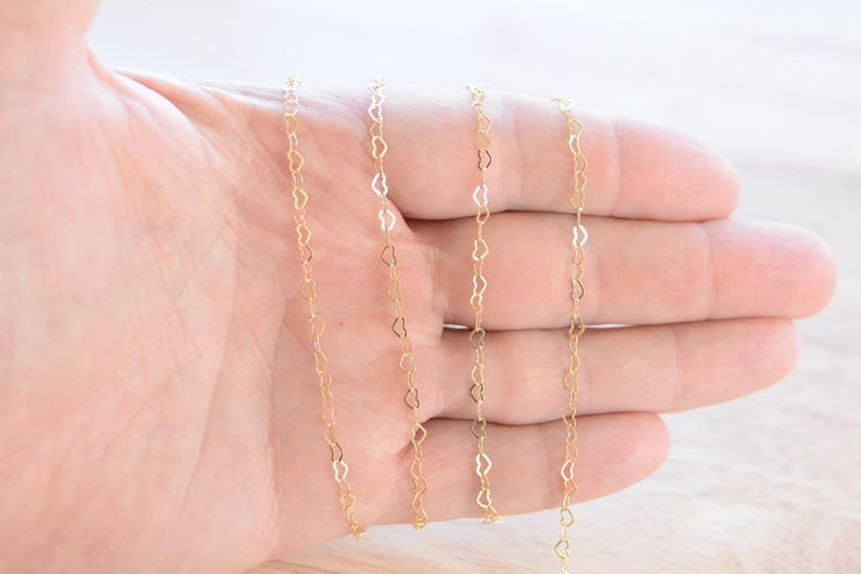14k Gold Filled Heart Chain, Gold Filled Chain, Permanent Jewelry ...