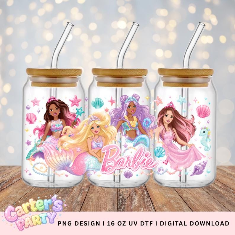 Pink Doll Girl Cartoon 16oz Cup Wrap PNG, UV DTF (digital Download ...