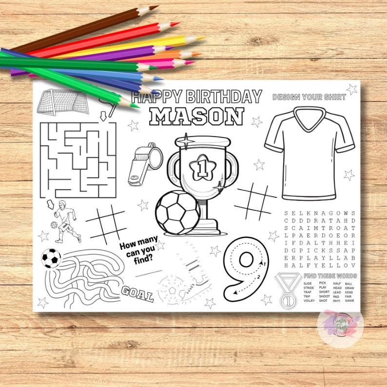 Football Birthday Activity Sheet: Printable Party Game (digital ...