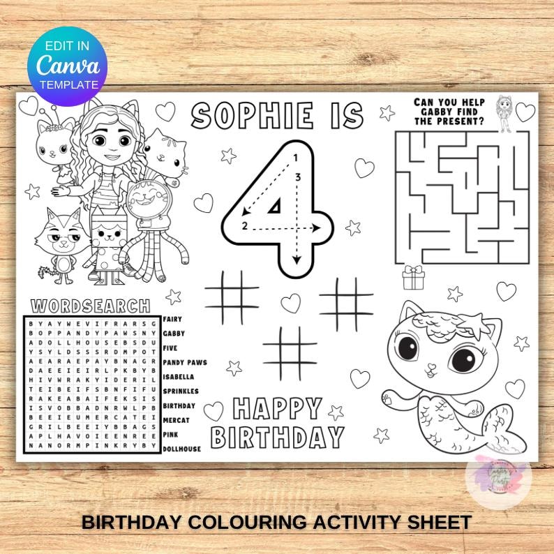 Kids Birthday Coloring Page, Printable Custom Birthday Coloring ...