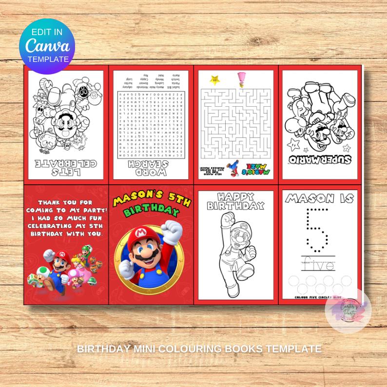 Super Mario Mini Coloring Book, Super Mario Theme, Super Mario Coloring ...