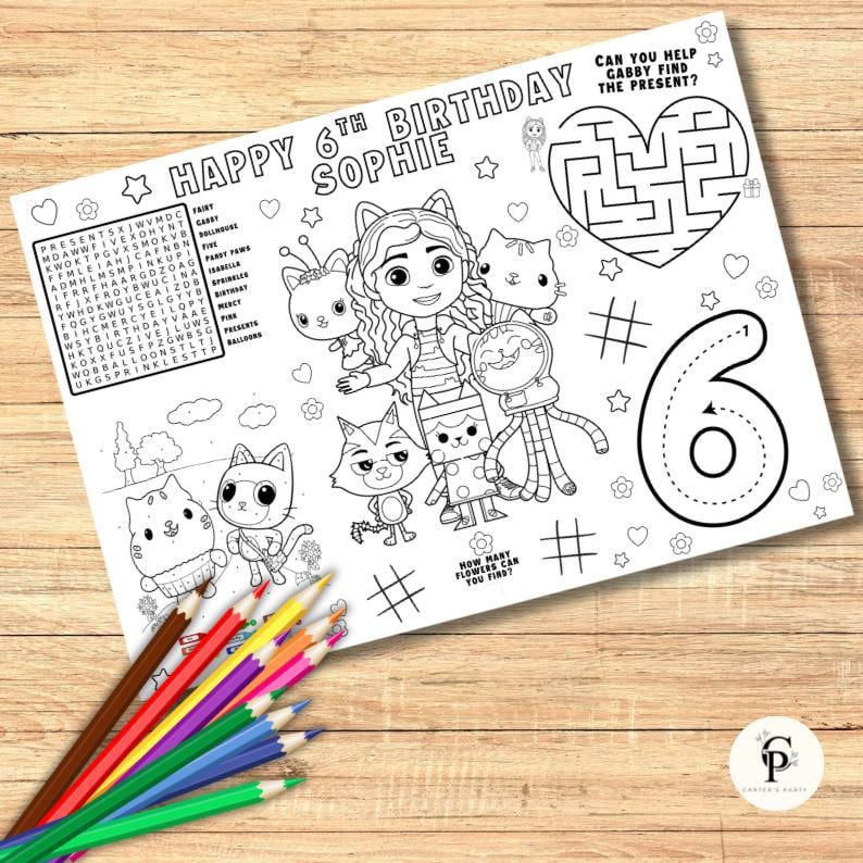 Kids Birthday Coloring Page: Custom Activity Sheet (digital Download ...
