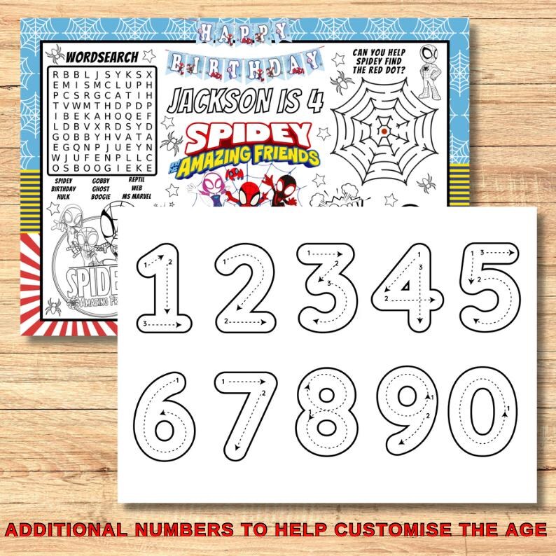 Spidey Friends Geburtstag Malseite: Personalisiertes Tischset zum ...