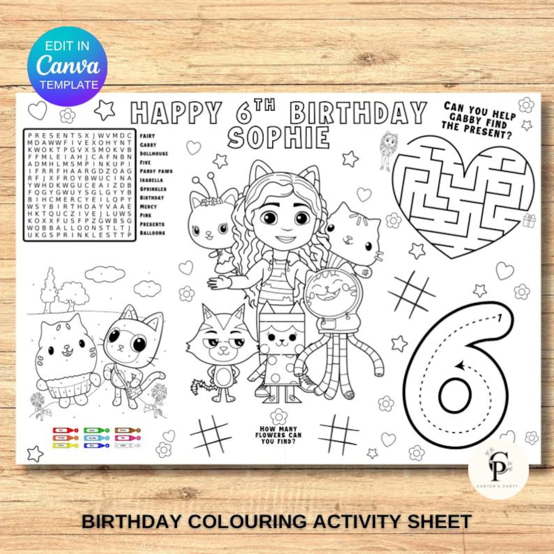 Kids Birthday Coloring Page: Custom Activity Sheet (digital Download ...
