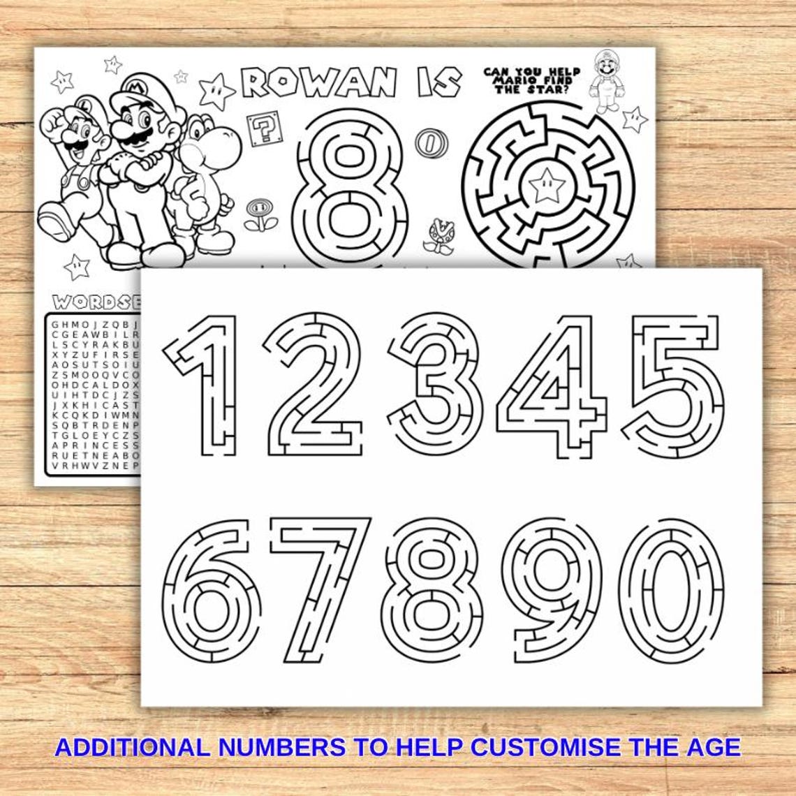 Kids Birthday Coloring Placemat: Custom Activity Sheet (digital ...