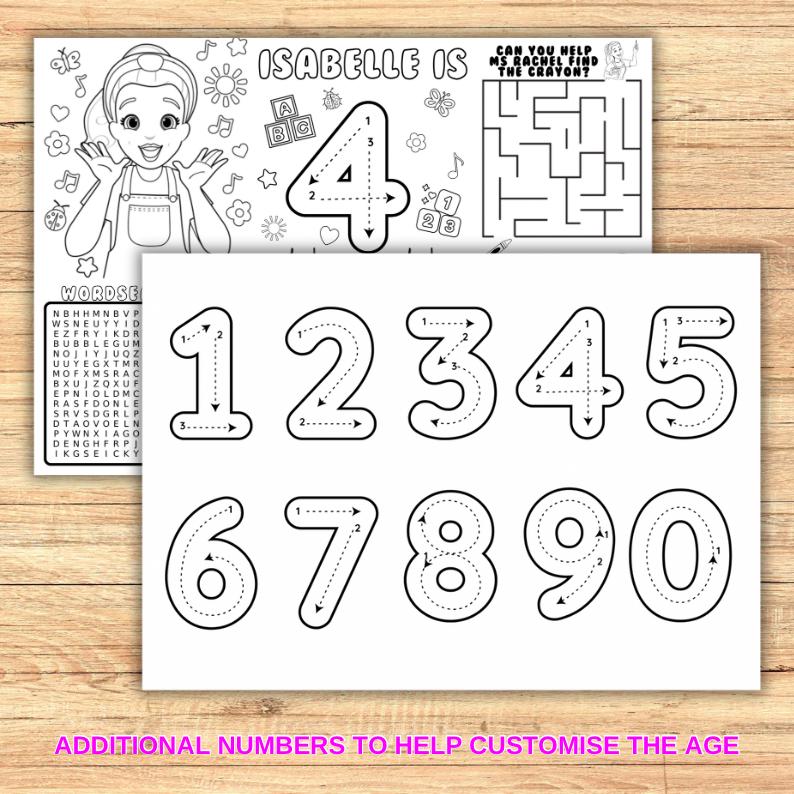 Kids Birthday Coloring Placemat: Party Activity Sheet (digital Download ...