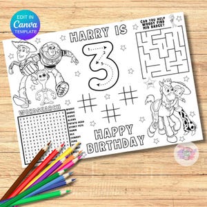 Kids Birthday Coloring Page: Custom Printable Placemat (digital ...
