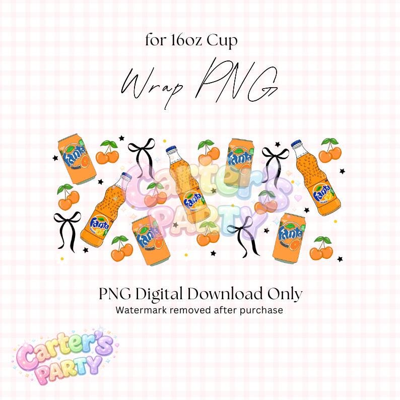 Drink Fanta Orange 16oz Cup Wrap PNG, UV DTF Design (digital Download ...