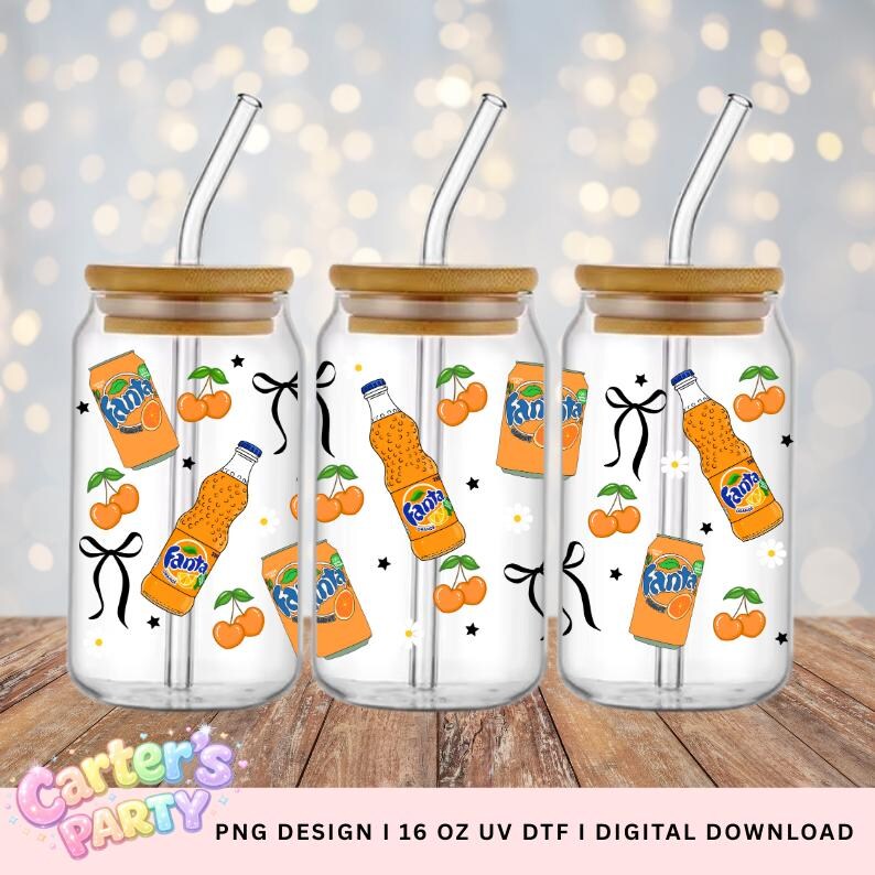 Drink Fanta Orange 16oz Cup Wrap PNG, UV DTF Design (digital Download ...
