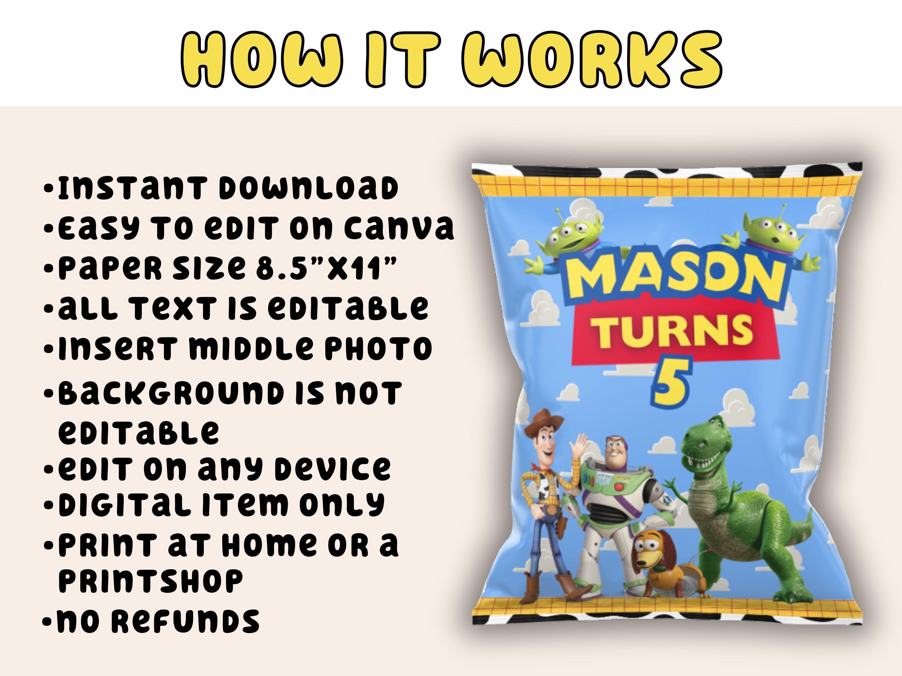 Toy Story Favor Chip Bags-custom Chip Bags-printables-digital-toy STORY ...