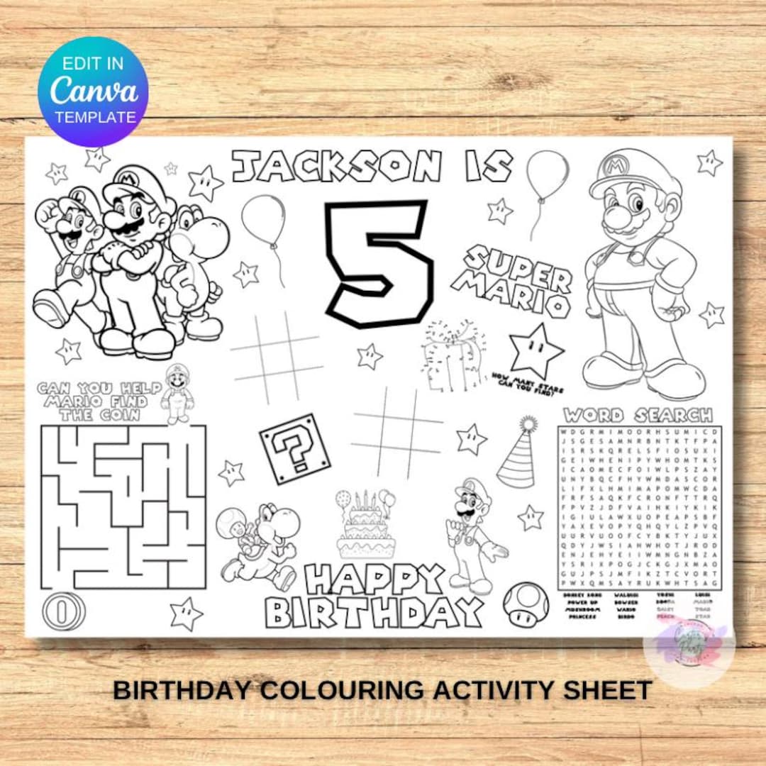 Kids Birthday Coloring Page: Custom Party Activity (digital Download ...
