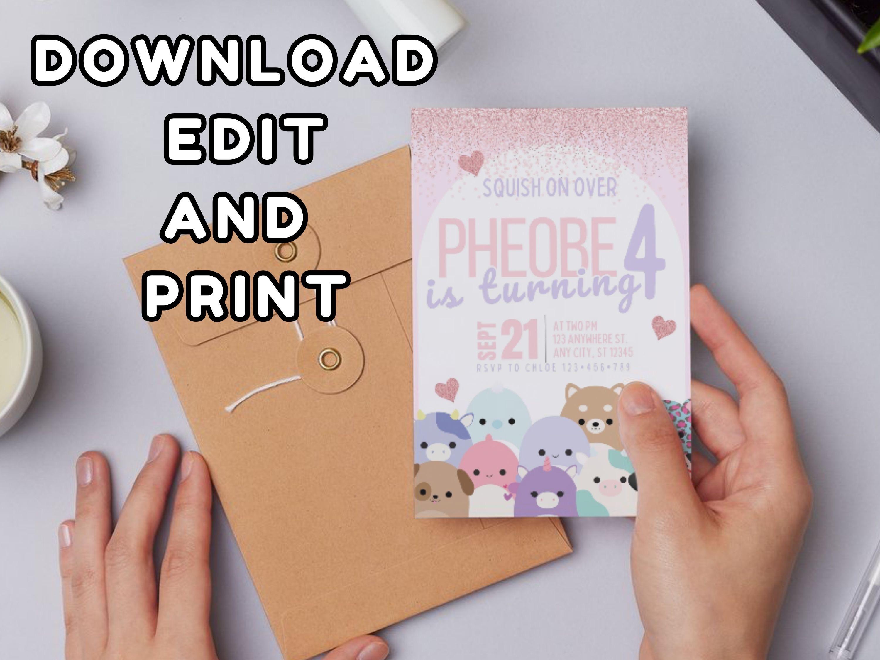 Squishmallow Birthday Invitation, Squishmallow Invitation, Squish ...