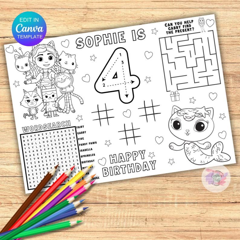 Kids Birthday Coloring Page: Custom Activity Sheet (digital Download ...