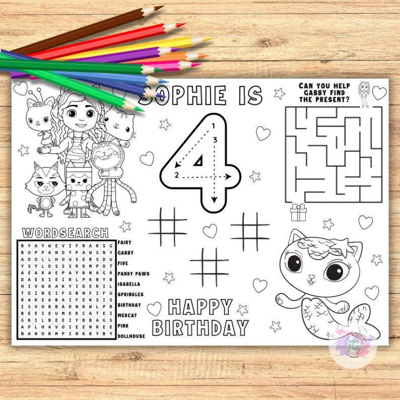 Kids Birthday Coloring Page: Custom Activity Sheet (digital Download ...