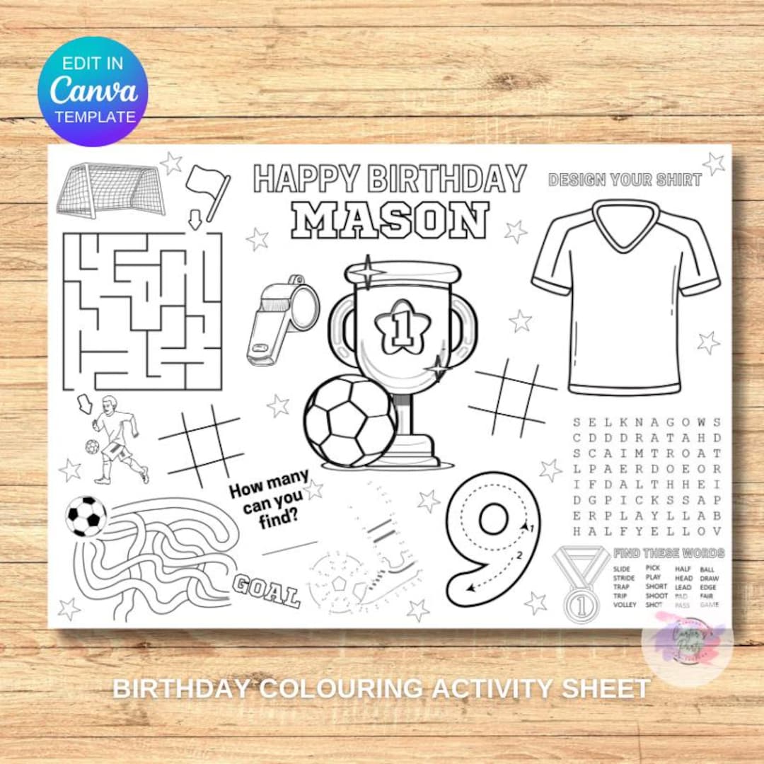 Football Activity Sheet, Football Coloring Page, Football Birthday ...