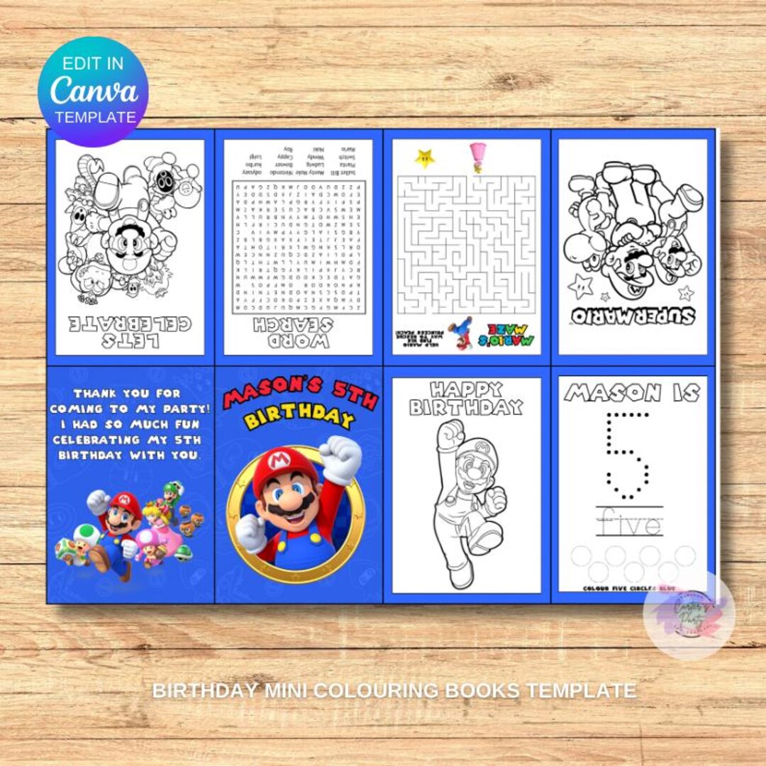 Birthday Mini Coloring Book Template, A4 Foldable Design, Printable ...