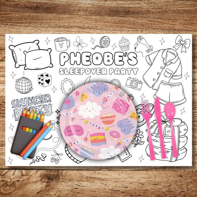 Sleepover Coloring Page: Kids Slumber Party Activity (printable PDF ...