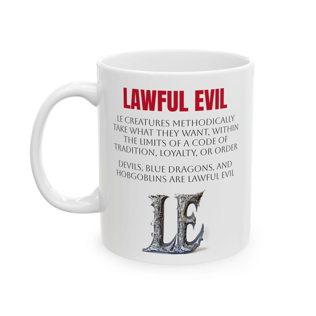 DND Mug, Lawful Evil Alignment, Ceramic Coffee Cup for Role-playing ...