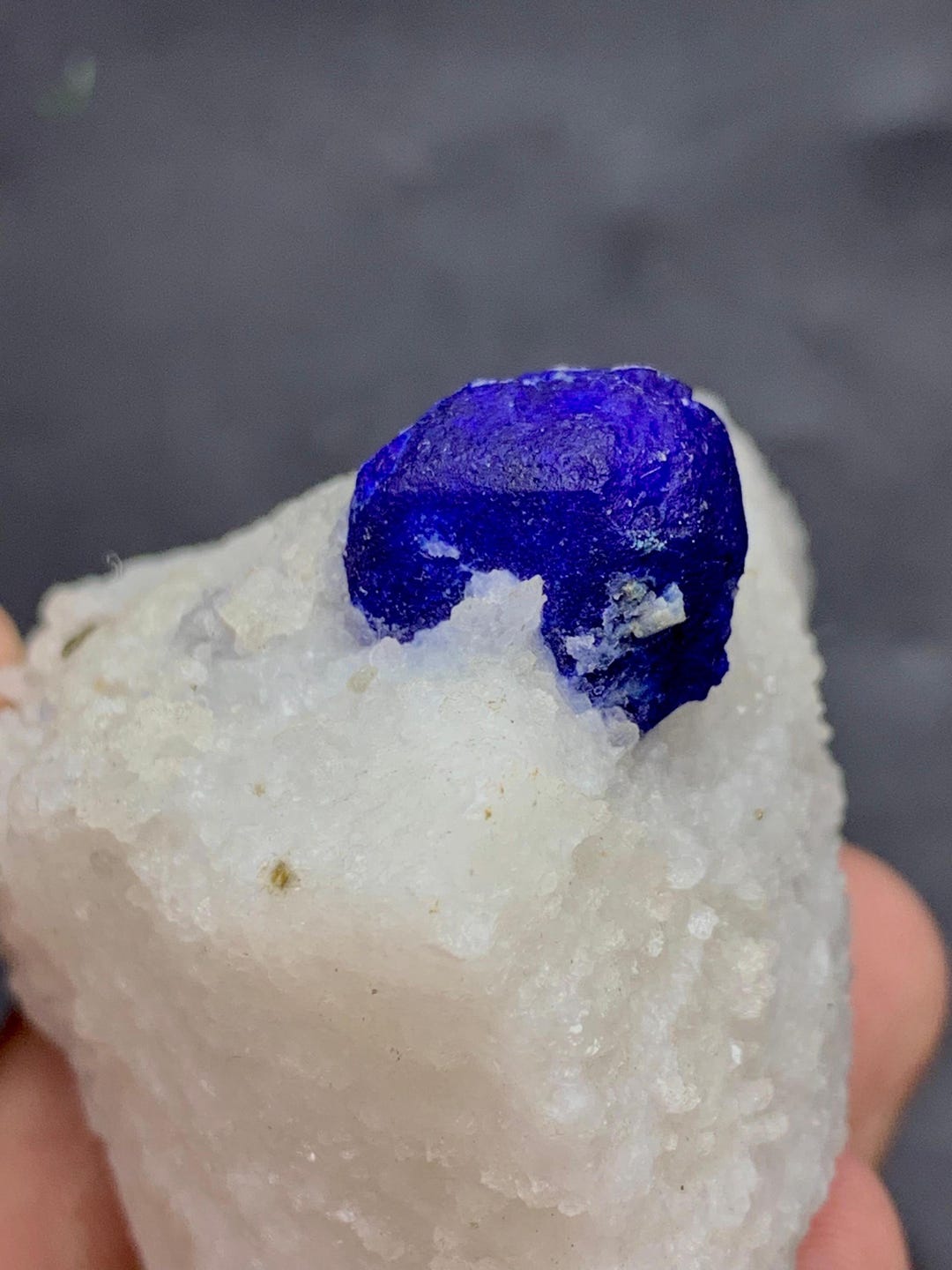 Raw Lazurite Crystal on White Matrix – Natural Blue Lazurite Mineral ...