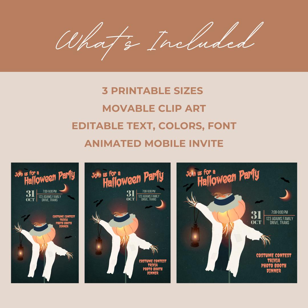 Digital Halloween Party Invitation | Halloween Invitation Template ...