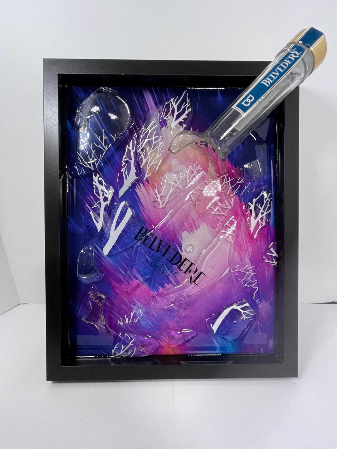 Vibrant Belvedere Vodka Bottle Art in Epoxy With Abstract Background ...