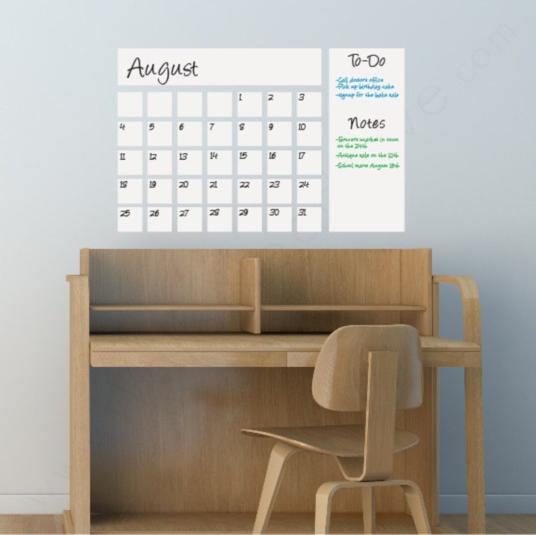 Dry Erase Calendar Wall Decals - Etsy