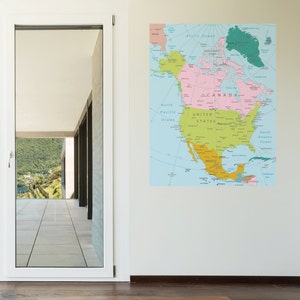 North America Adhesive Wall Decal - Etsy