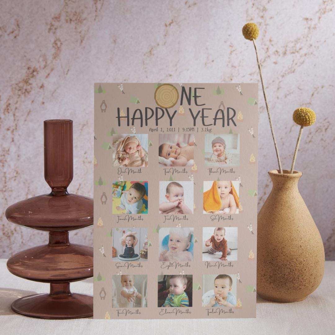 Baby's First Year Photo Template, One Happy Year, One Happy Camper ...
