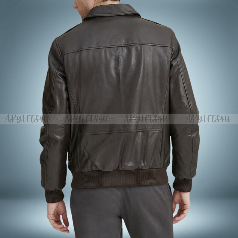 Handmade Men's A-2 Flight Air Force Bomber Leather Jacket Black Brown ...