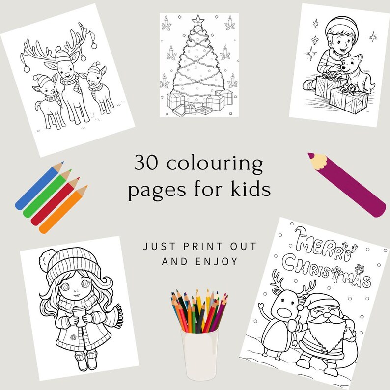 Christmas Colouring Pages for Kids, Christmas Printable, Christmas ...