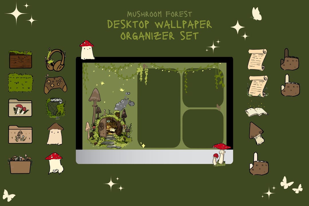Goblincore Mushroom Desktop Theme | Background Wallpaper Organizer Set ...