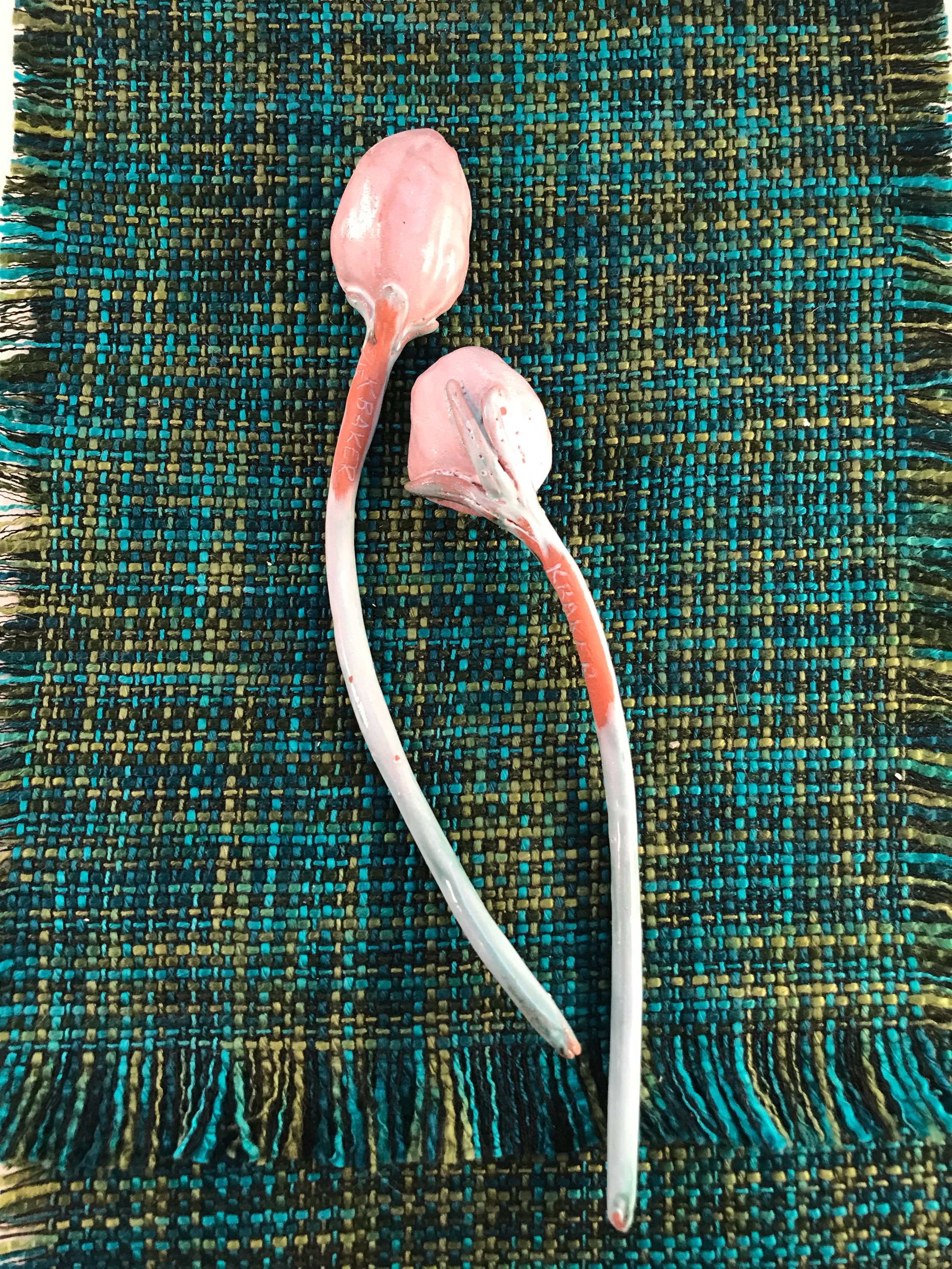 Sculptural Majolica Ceramic Spoons. Nature Inspired Decorative Flower ...