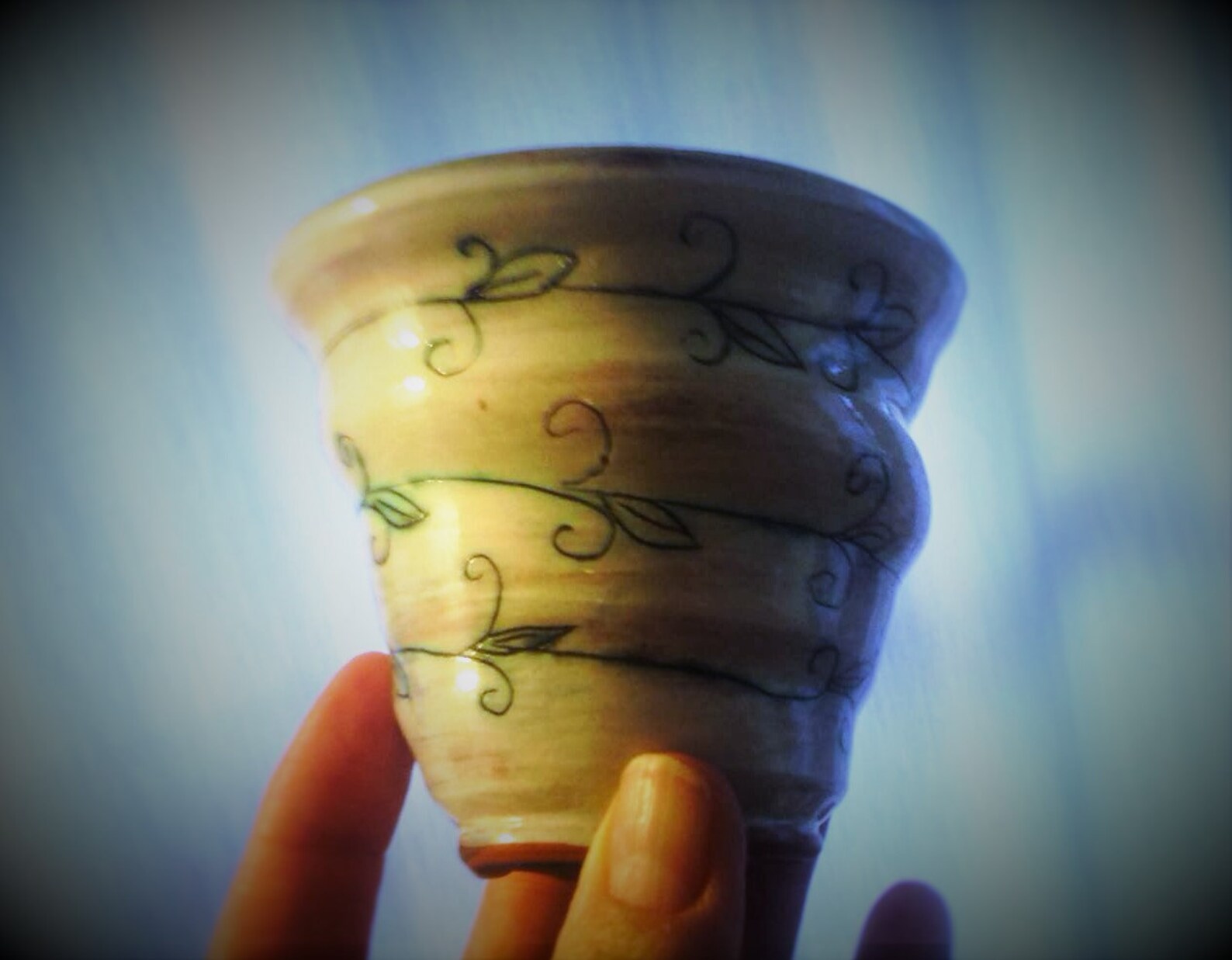 Wheel Thrown Pottery Bowl - Hand Decorated Ceramic Dish - Spiral Bowl ...