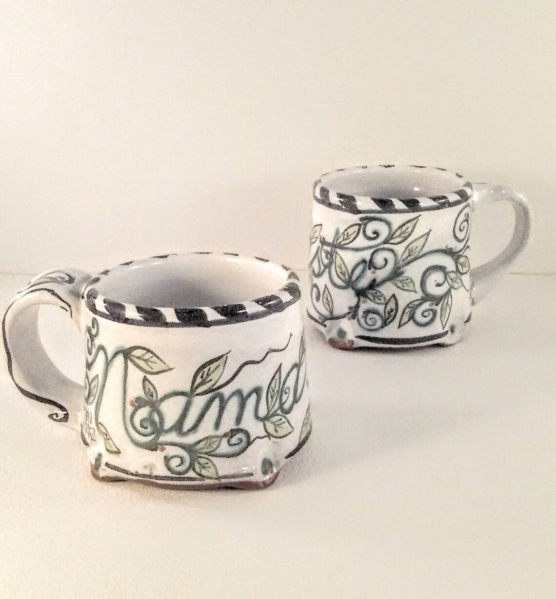 Namaste Yoga Tea Mug. A Majolica Pottery Coffee Mug, by Artist Karen ...