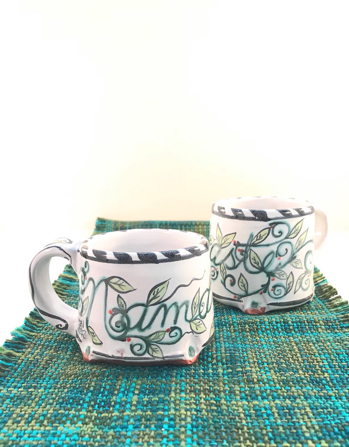 Namaste Yoga Tea Mug. A Majolica Pottery Coffee Mug, by Artist Karen ...