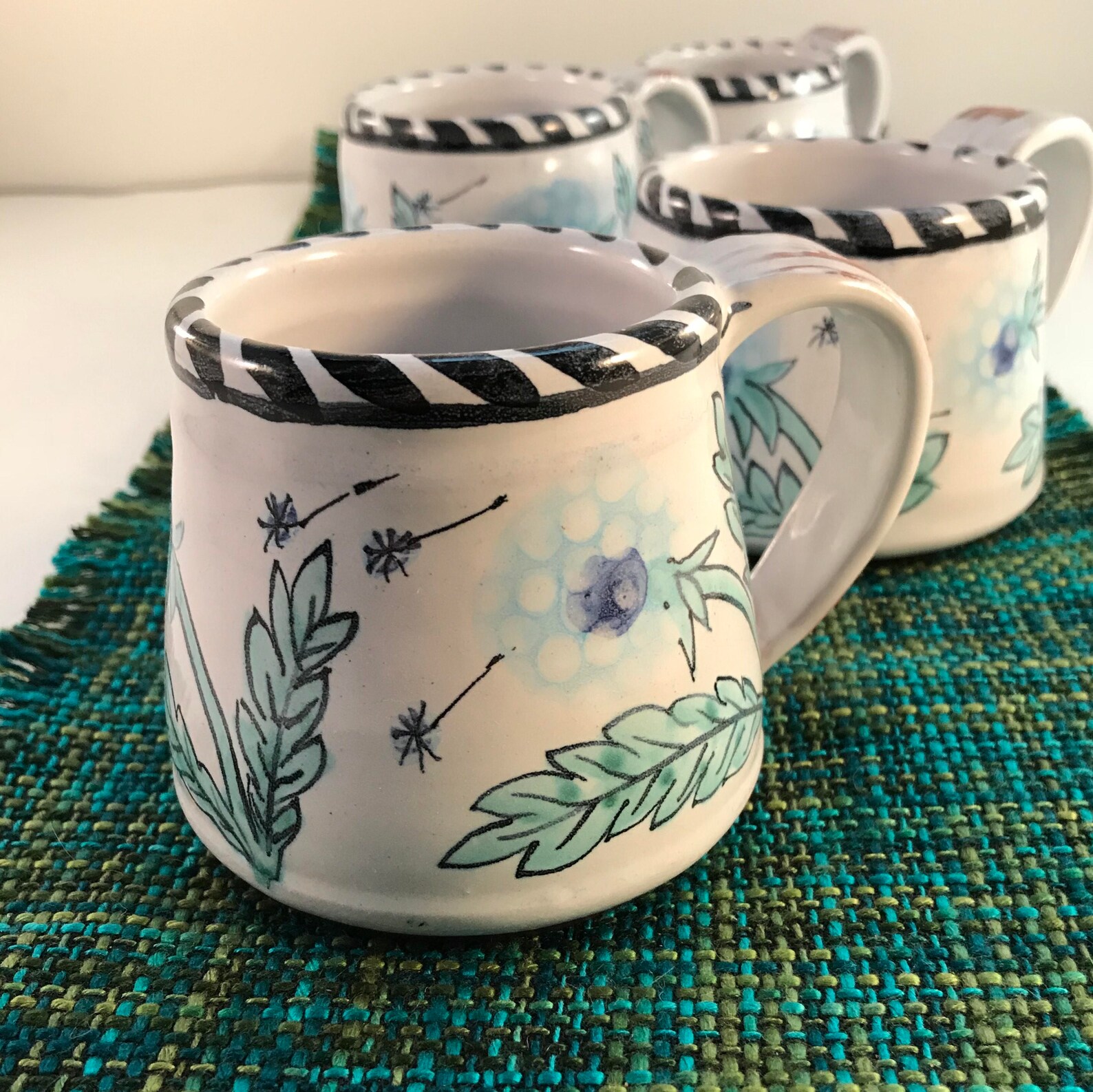 Dandelion Coffee Mug is a Hand Painted Majolica Tea Cup or Coffee Mug ...