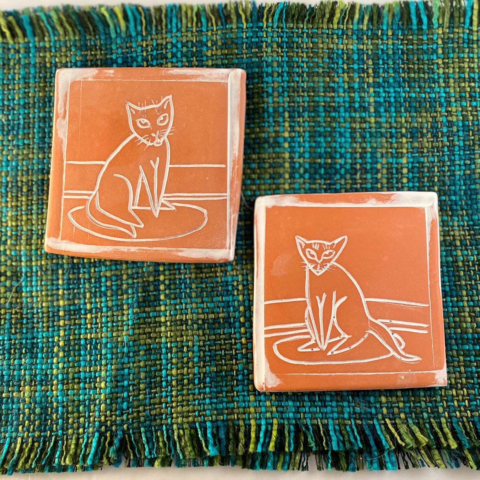 Decorative Ceramic Tiles of Cats, in Silhouettes for Accents on Your ...