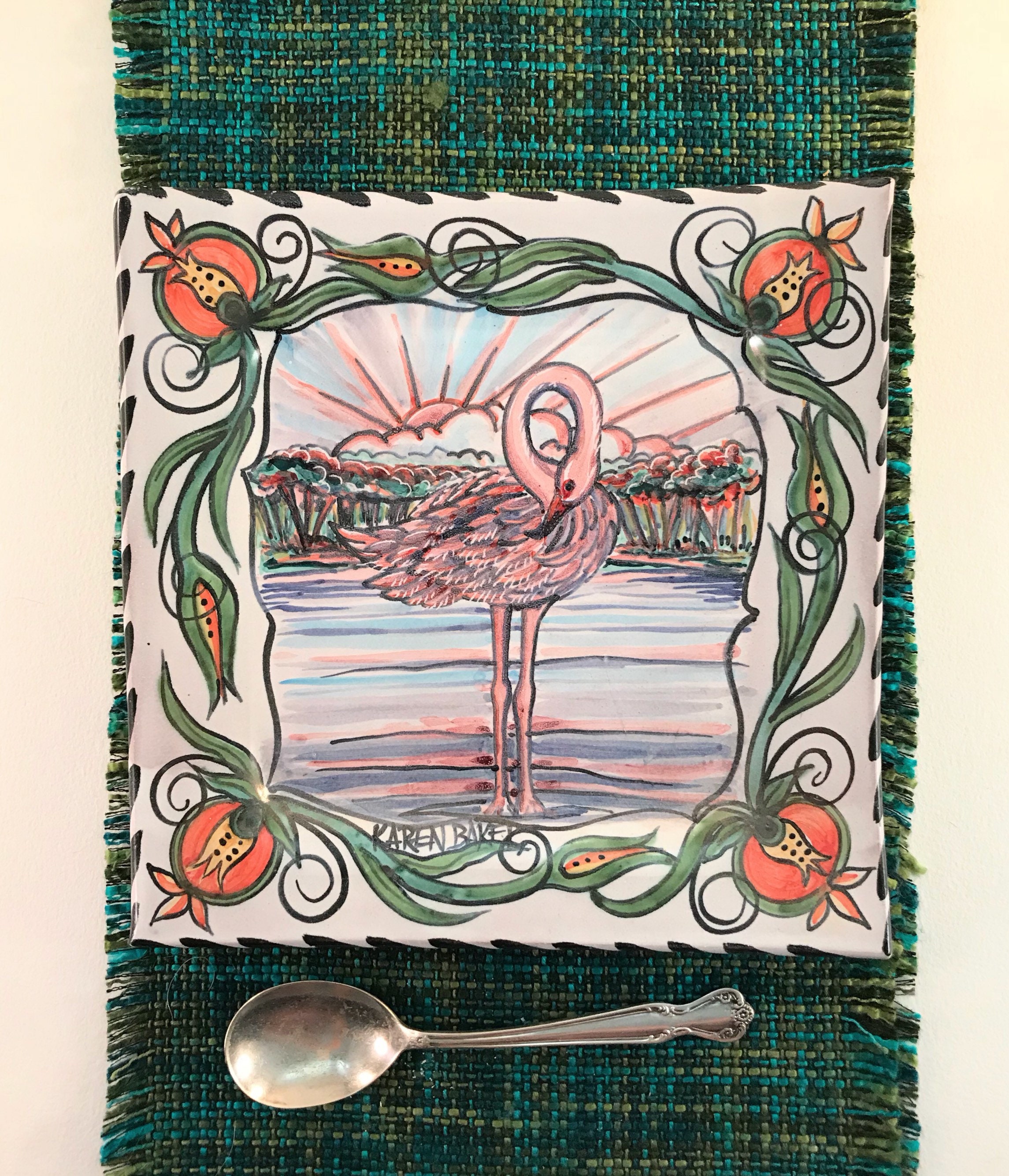 Florida Landscapes a Hand Painted Majolica Pottery is a Square ...