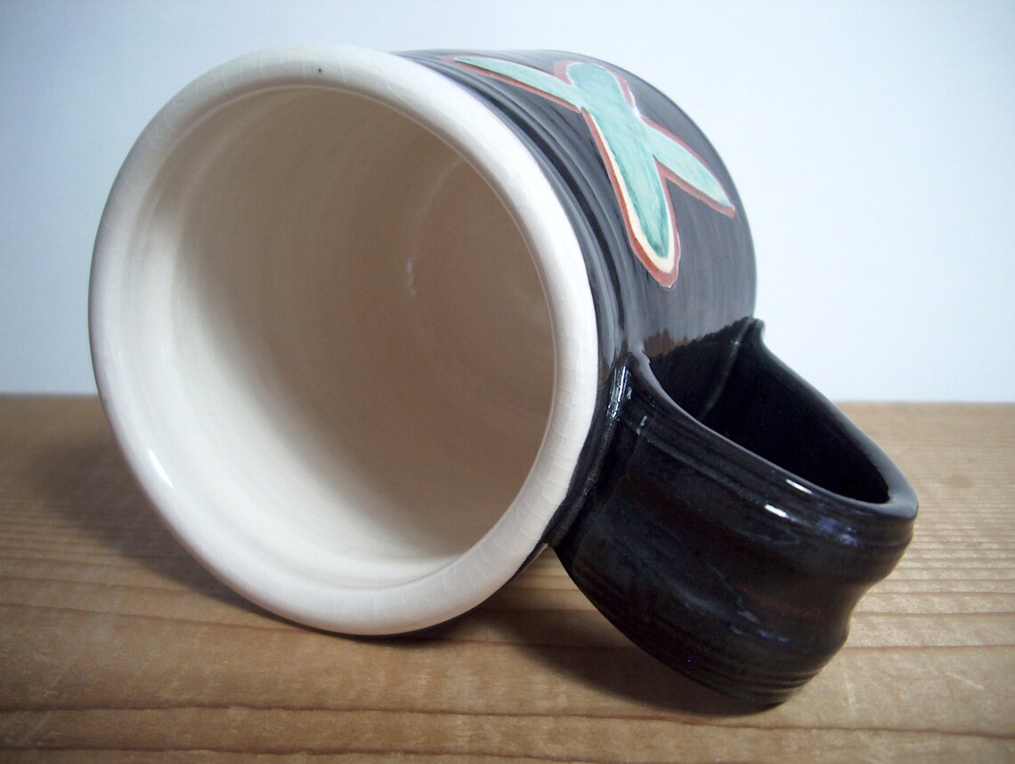 Coffee Mug With Kisses. Wheel Thrown Cup Made With Red Earthenware Clay ...