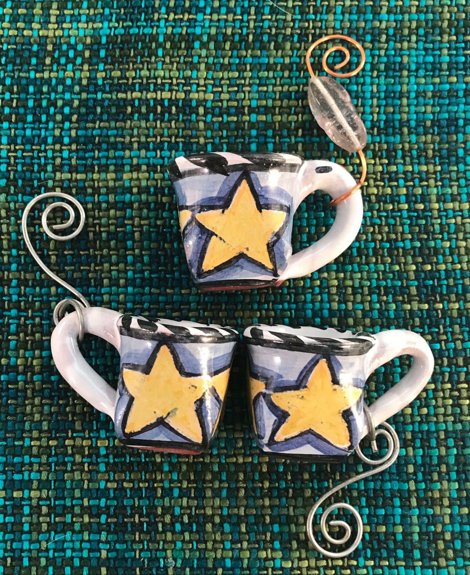 Hand Made Christmas Tree Ornaments - Miniature Pottery Mugs - Holiday ...
