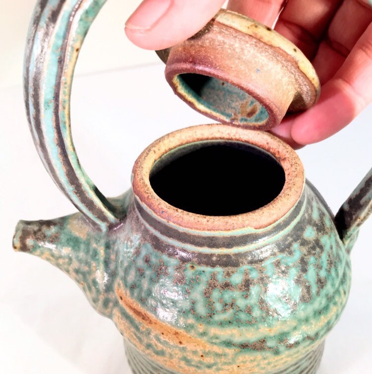 Personal, Single Serve, Stoneware Teapot That is a Lovely Turquoise ...