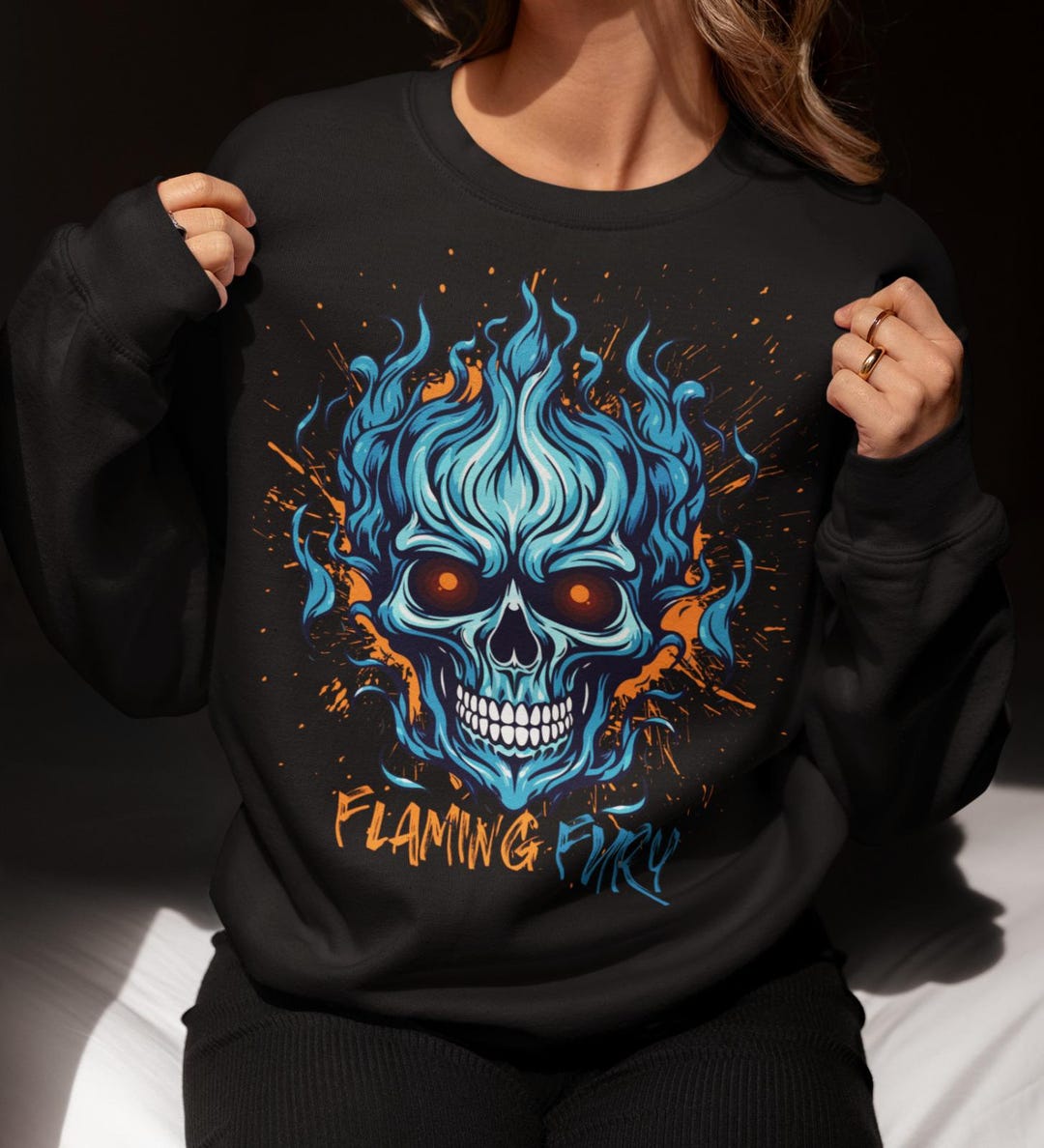 Flaming Fury Sweatshirt, Fire Flames Jumper, Graphic Pullover, Men ...