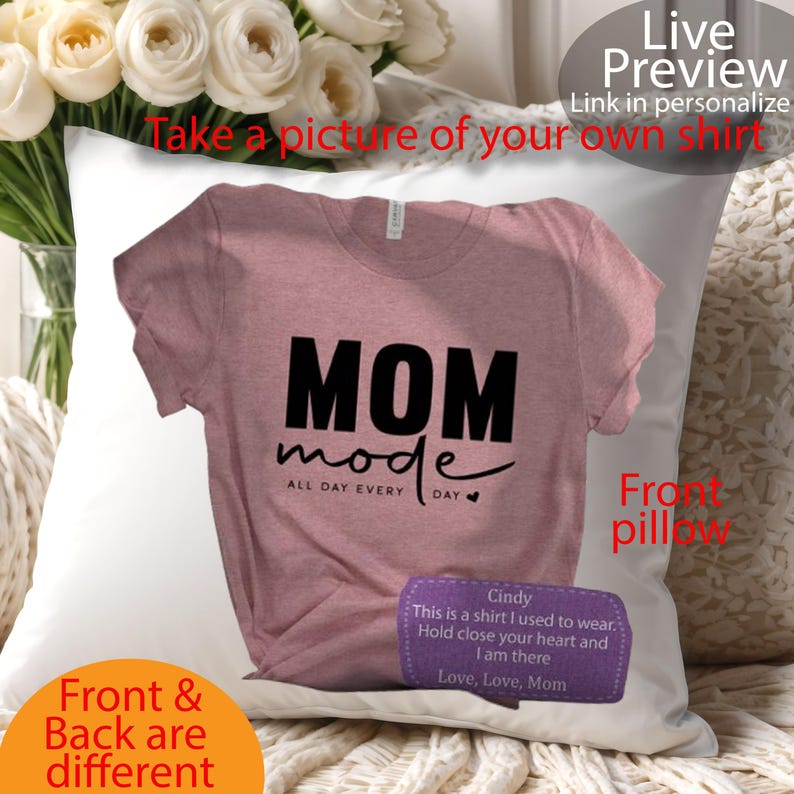Custom Memory Pillow Personalized Memorial Gift Shirt Keepsake Photo ...