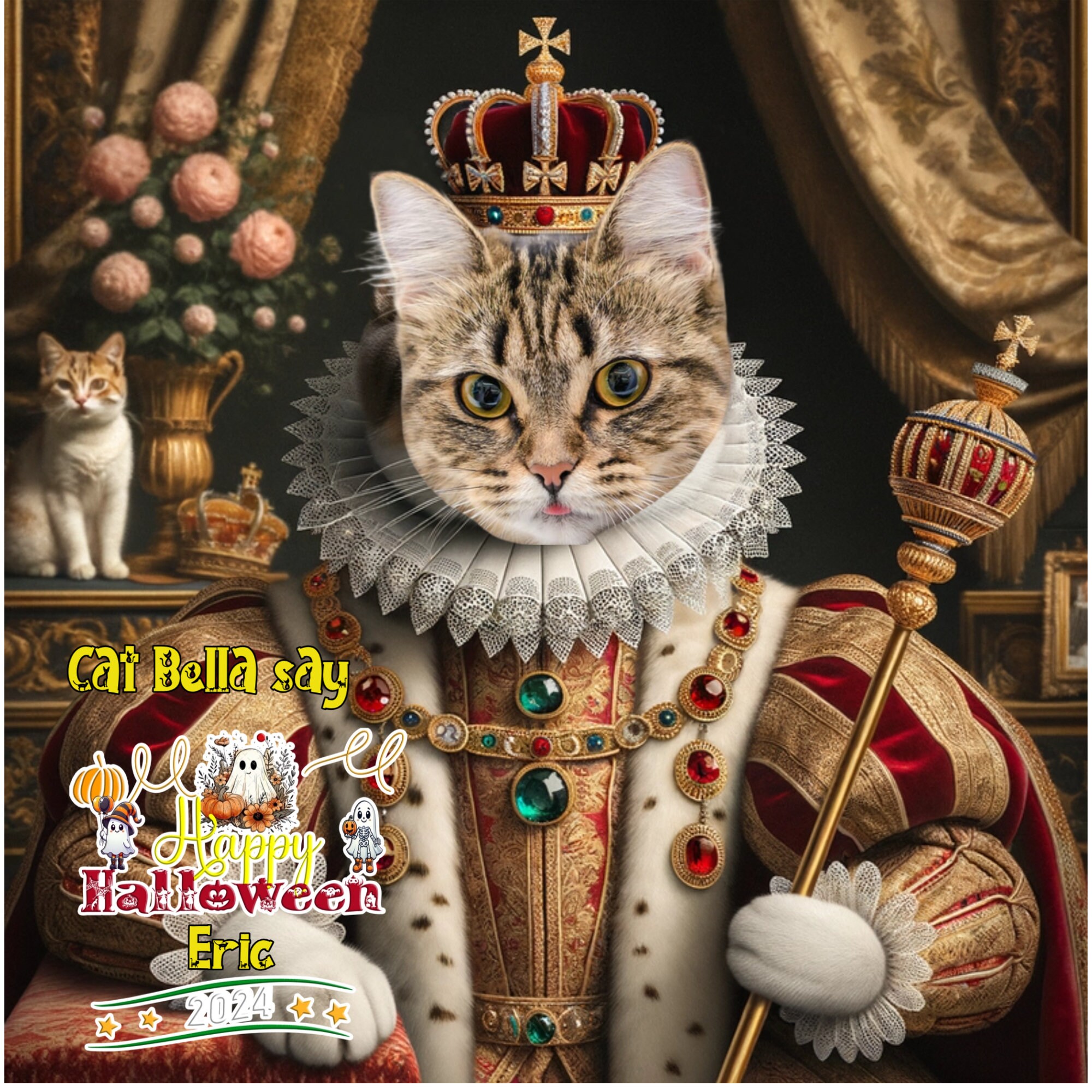 Digital Download Pet Portrait Renaissance Cat Painting Custom Cat Royal ...